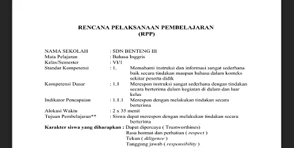 Contoh RPP Bahasa Inggris SD Kelas 1, 2, 3, 4, 5, 6 Kurikulum 2013 dan ...